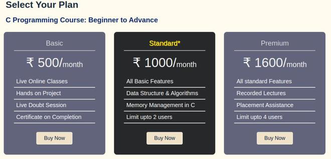 How to Create Pricing Table using HTML and CSS ? - GeeksforGeeks