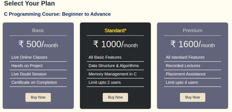 How to Create Pricing Table using HTML and CSS ? - GeeksforGeeks