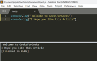 How to Run or Debug JavaScript in Sublime text ? - GeeksforGeeks
