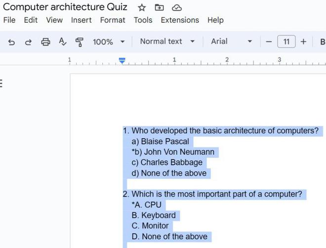 How to Import a Quiz from Google Doc into Google Form - GeeksforGeeks