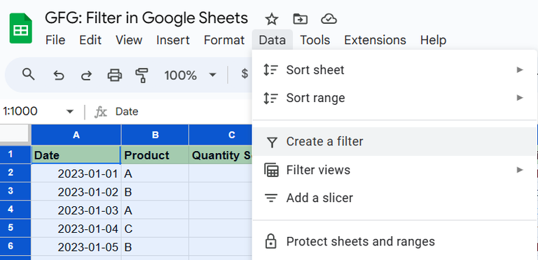 How to Filter in Google Sheets - GeeksforGeeks