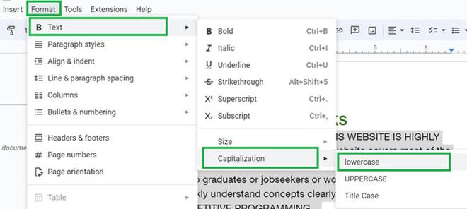 How To Change Uppercase And Lowercase Text In Google Docs - GeeksforGeeks