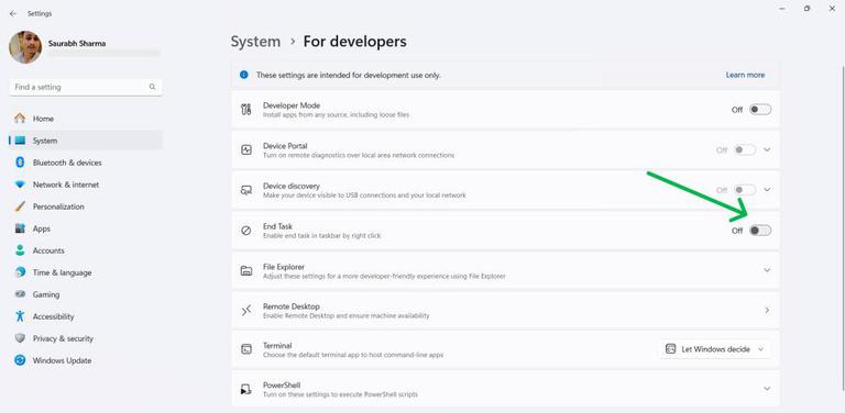 How to Enable End Task Option on Windows 11 Taskbar? - GeeksforGeeks