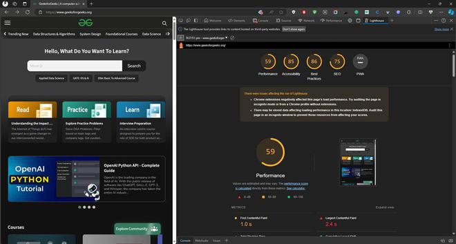 Lighthouse Tool in Microsoft Edge Browser - GeeksforGeeks