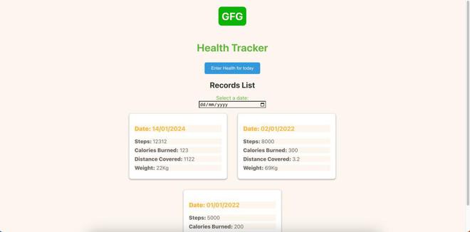 Health Tracker using MERN Stack - GeeksforGeeks