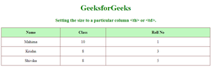HTML Table Sizes - GeeksforGeeks