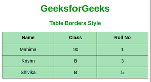 HTML Table Borders - GeeksforGeeks