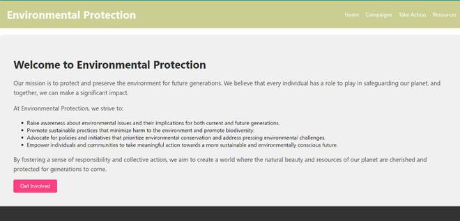 Environment Protection Website using React - GeeksforGeeks
