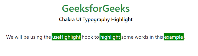 Chakra UI Typography Highlight - GeeksforGeeks