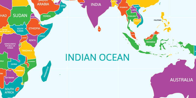 List of Countries Surrounded by the Indian Ocean - Map & Countries