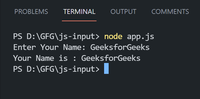 How to Take Input in JavaScript in VS Code Terminal ? - GeeksforGeeks