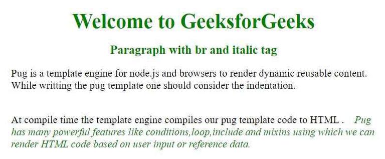 Paragraphs in Pug View Engine - GeeksforGeeks
