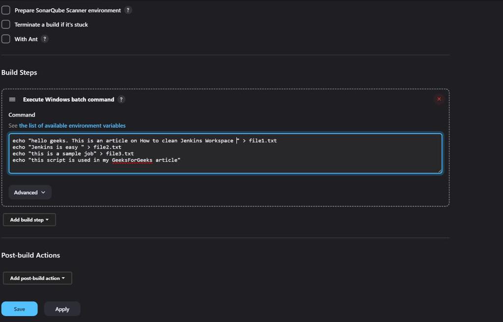 How To Clean Jenkins Workspace? - GeeksforGeeks