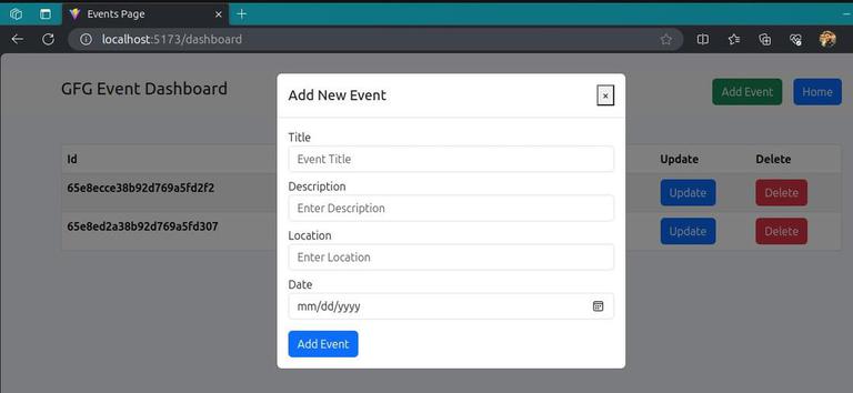 Event Dashboard using MERN Stack - GeeksforGeeks