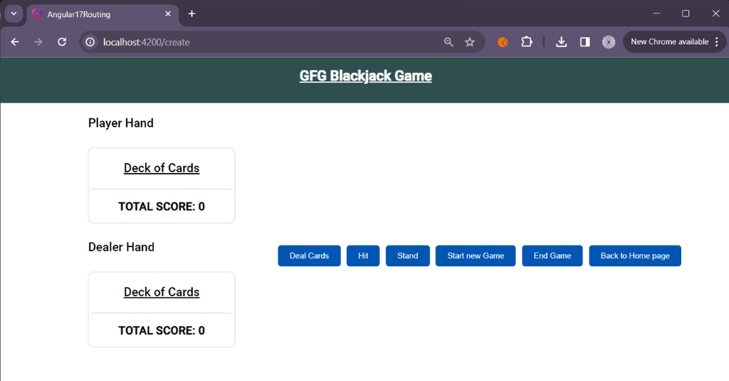 Blackjack Game using MEAN Stack - GeeksforGeeks