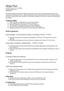 Project Manager Resume - GeeksforGeeks