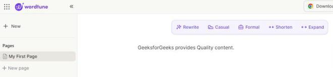 Wordtune: AI Writing Assistant - GeeksforGeeks