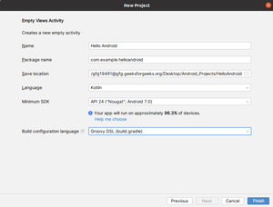 How to Create/Start a New Project in Android Studio? - GeeksforGeeks