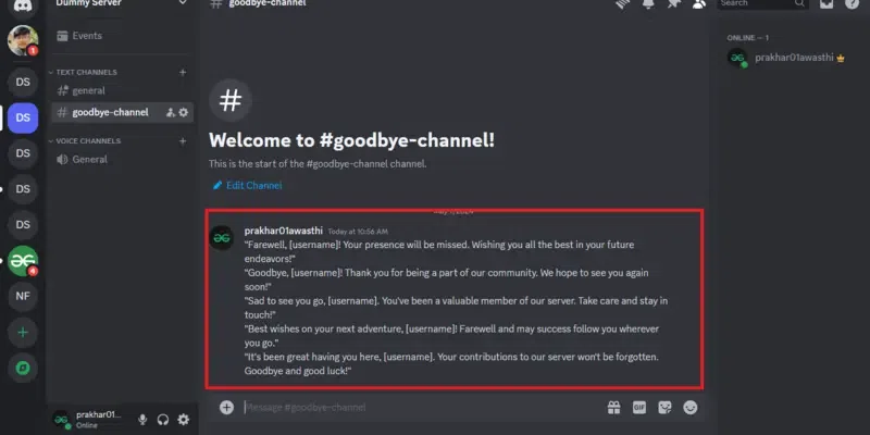 How To Make Goodbye Channel On Discord - GeeksforGeeks