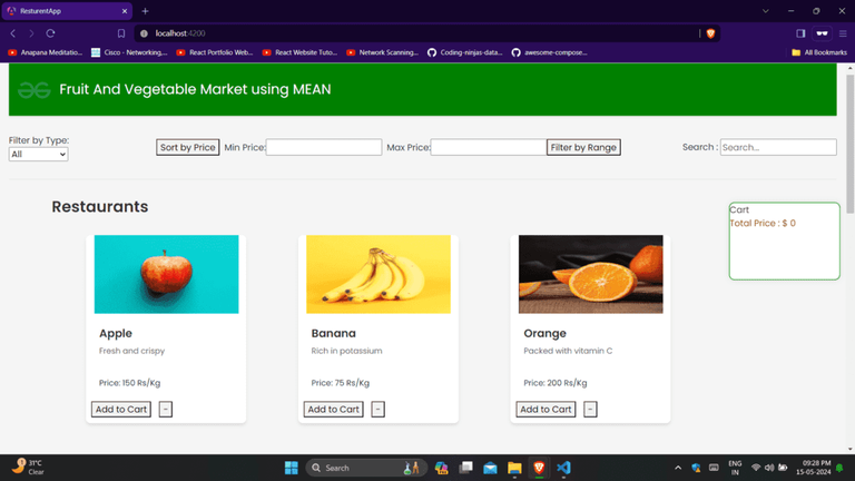 Fruit and Vegetable Market Shop using MEAN - GeeksforGeeks