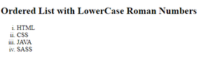 How to create a list with roman number indexing in HTML ? - GeeksforGeeks