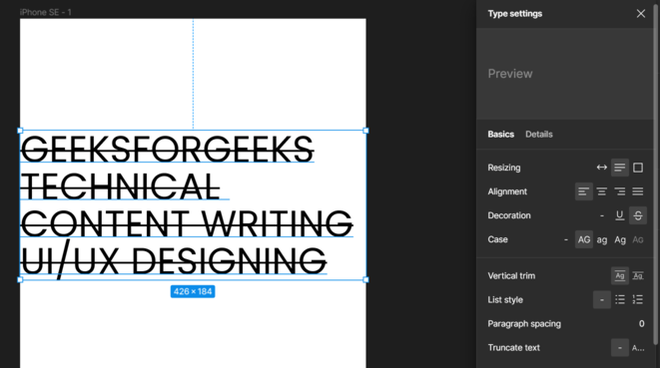 Text Formatting Features in Figma - GeeksforGeeks