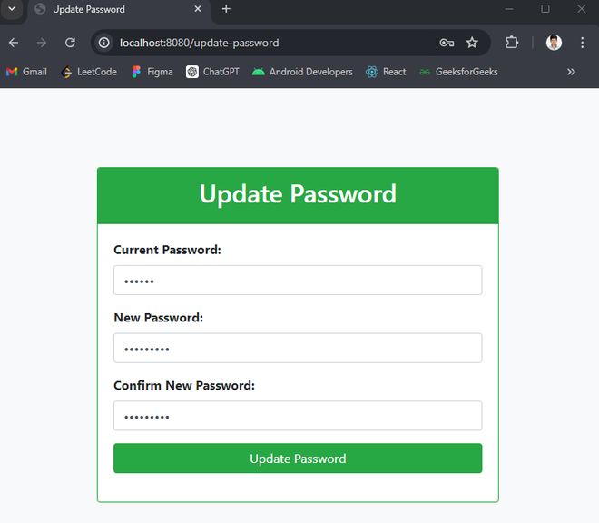 Spring Security - Updating Your Password - GeeksforGeeks
