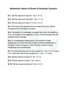 Worksheet on Nature of Roots of Quadratic Equation - GeeksforGeeks