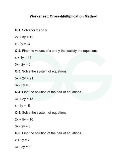 Practice Questions on Cross-Multiplication Method - GeeksforGeeks