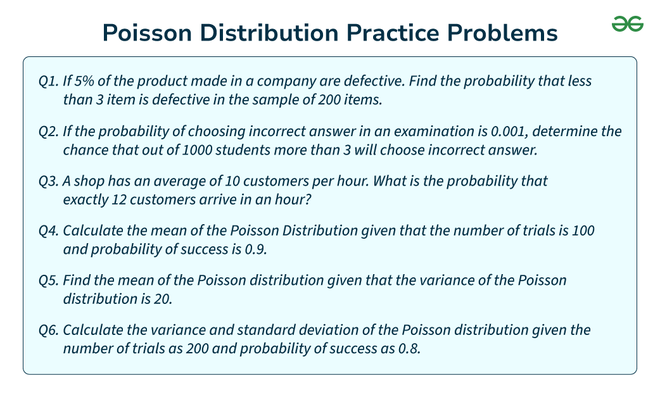 Poisson Distribution Practice Problems Geeksforgeeks 9312