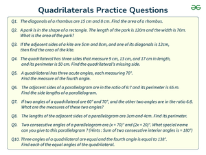 Quadrilaterals Practice Questions - GeeksforGeeks