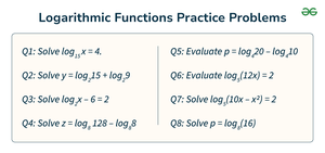 Logarithmic Functions Practice Problems - GeeksforGeeks