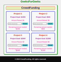 Crowdfunding App using React - GeeksforGeeks