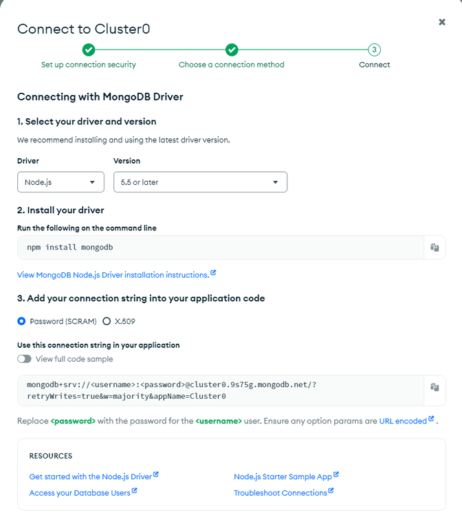 How to Connect with Username/Password to MongoDB using native node.js Driver? - GeeksforGeeks
