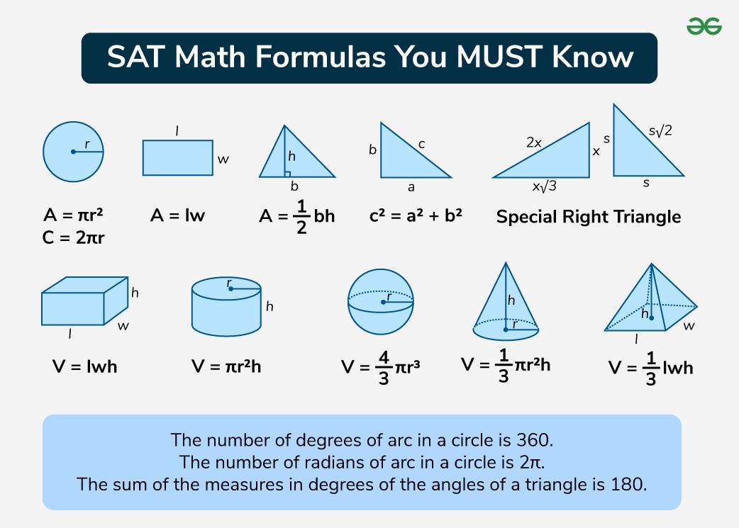 50 Important SAT Math Formulas Tips To Remember GeeksforGeeks 50 Important SAT Math Formulas Tips To Remember GeeksforGeeks