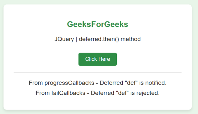 JQuery deferred.then() method - GeeksforGeeks