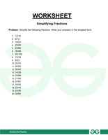 Simplifying Fractions Worksheet - GeeksforGeeks