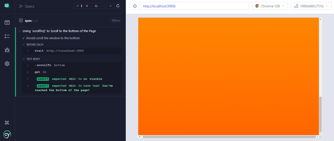 Cypress - scrollTo() Method - GeeksforGeeks