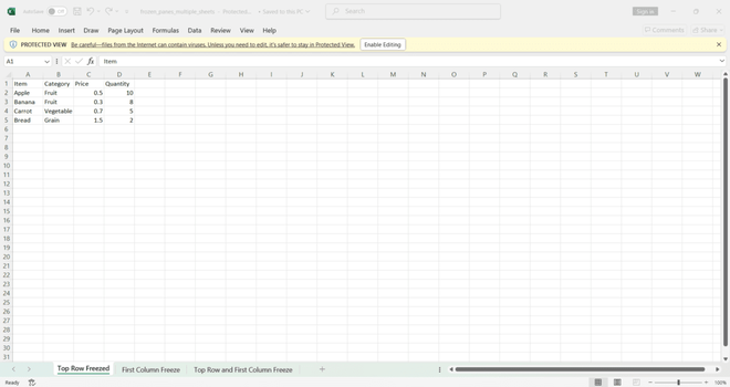 How to Freeze the Top Row and the First Column Using XlsxWriter? - GeeksforGeeks