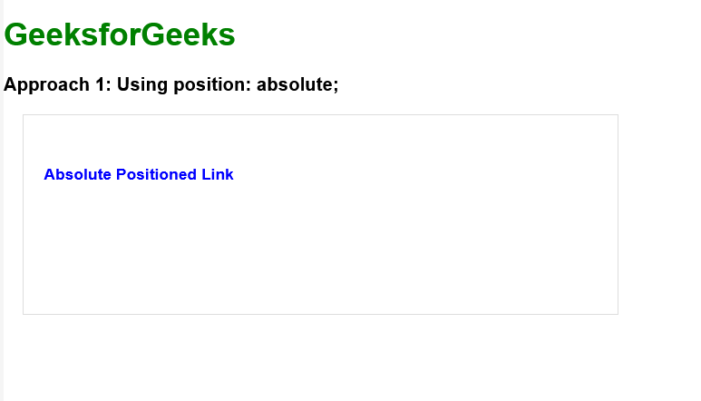 How To Position a Hyperlink with CSS? - GeeksforGeeks