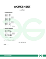 Addition Worksheets - GeeksforGeeks