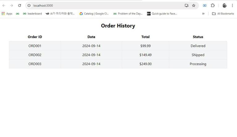 Create Order History Page using React and Tailwind CSS - GeeksforGeeks