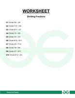 Dividing Fractions Worksheet - GeeksforGeeks