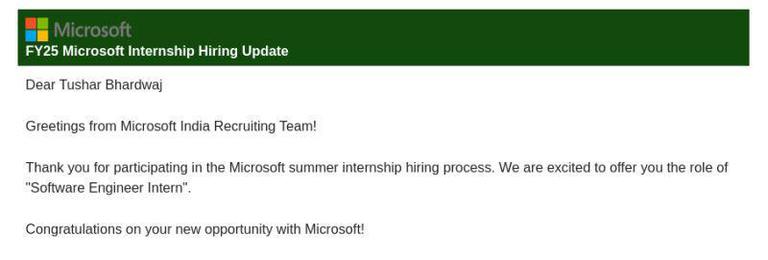 Microsoft | SWE Intern | Hyderabad, Bengaluru, Noida | Sep 2024 [Offer ...