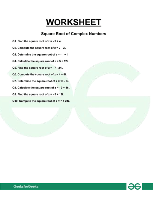 Square Root of Complex Numbers - GeeksforGeeks