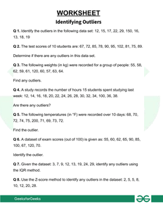 Identifying Outliers in Statistics Worksheet - GeeksforGeeks