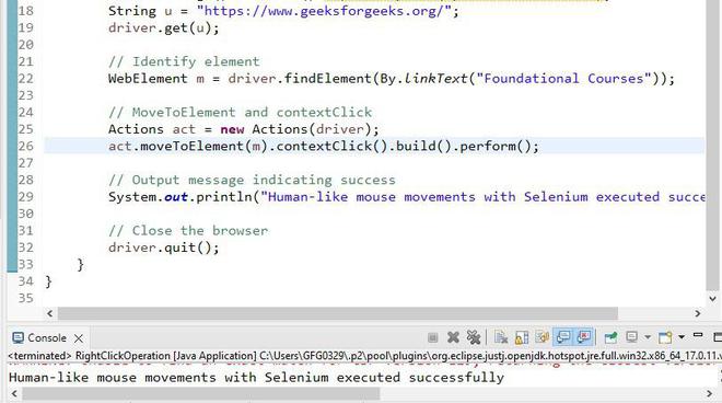 Human-like mouse movements with Selenium java - GeeksforGeeks