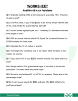 Real World Math Problems Worksheets - GeeksforGeeks