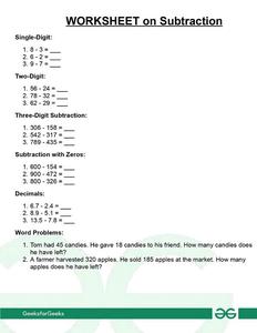 Subtraction Practice Questions - GeeksforGeeks