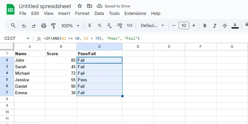 Google Sheets IF AND Function - GeeksforGeeks